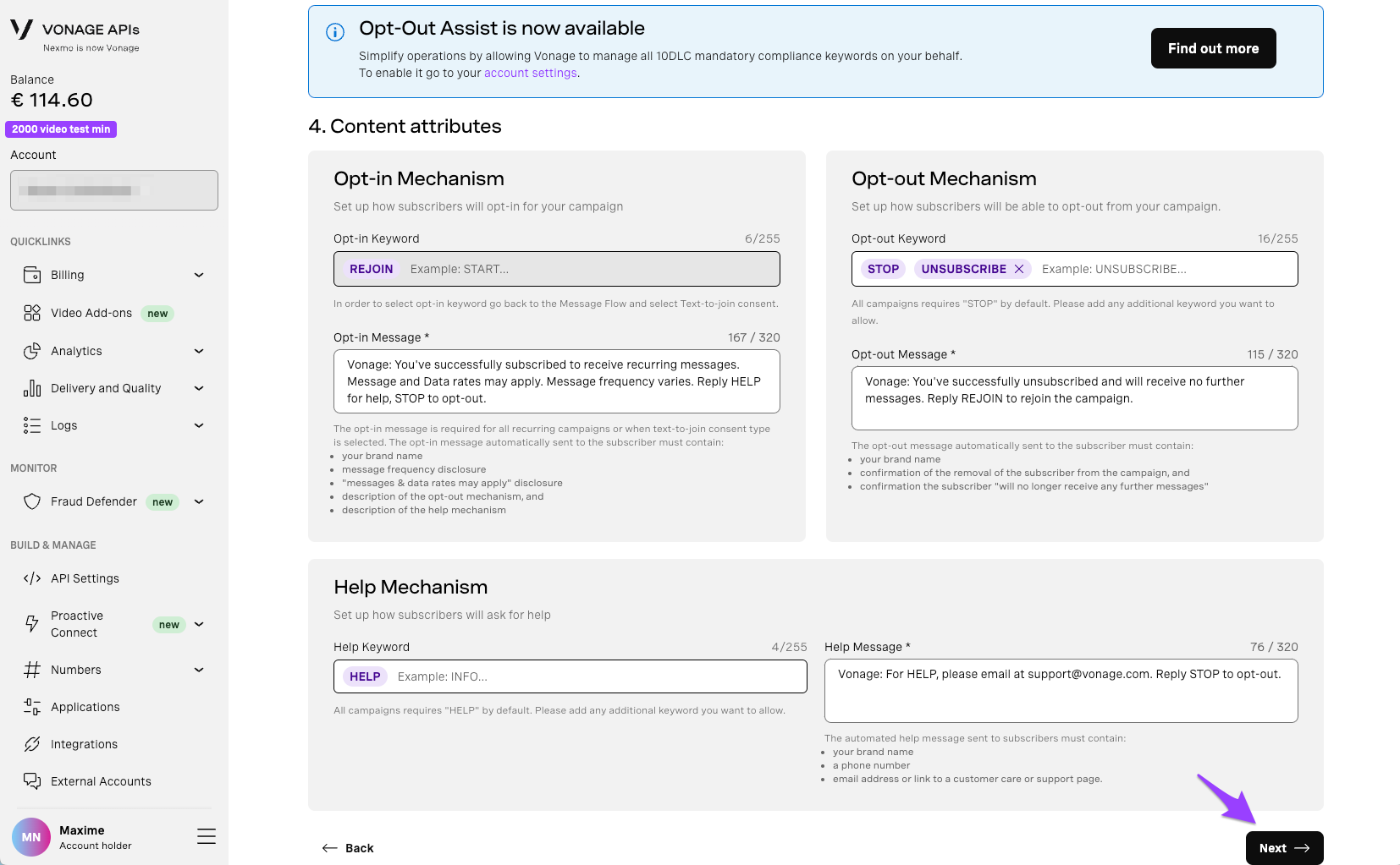 10DLC - Register a campaign via the dashboard – Vonage API Support