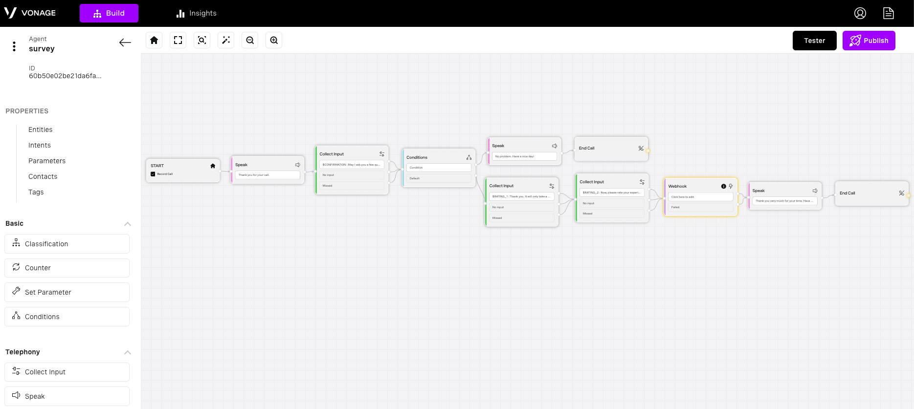 Survey Template - Vonage AI Studio – Vonage API Support