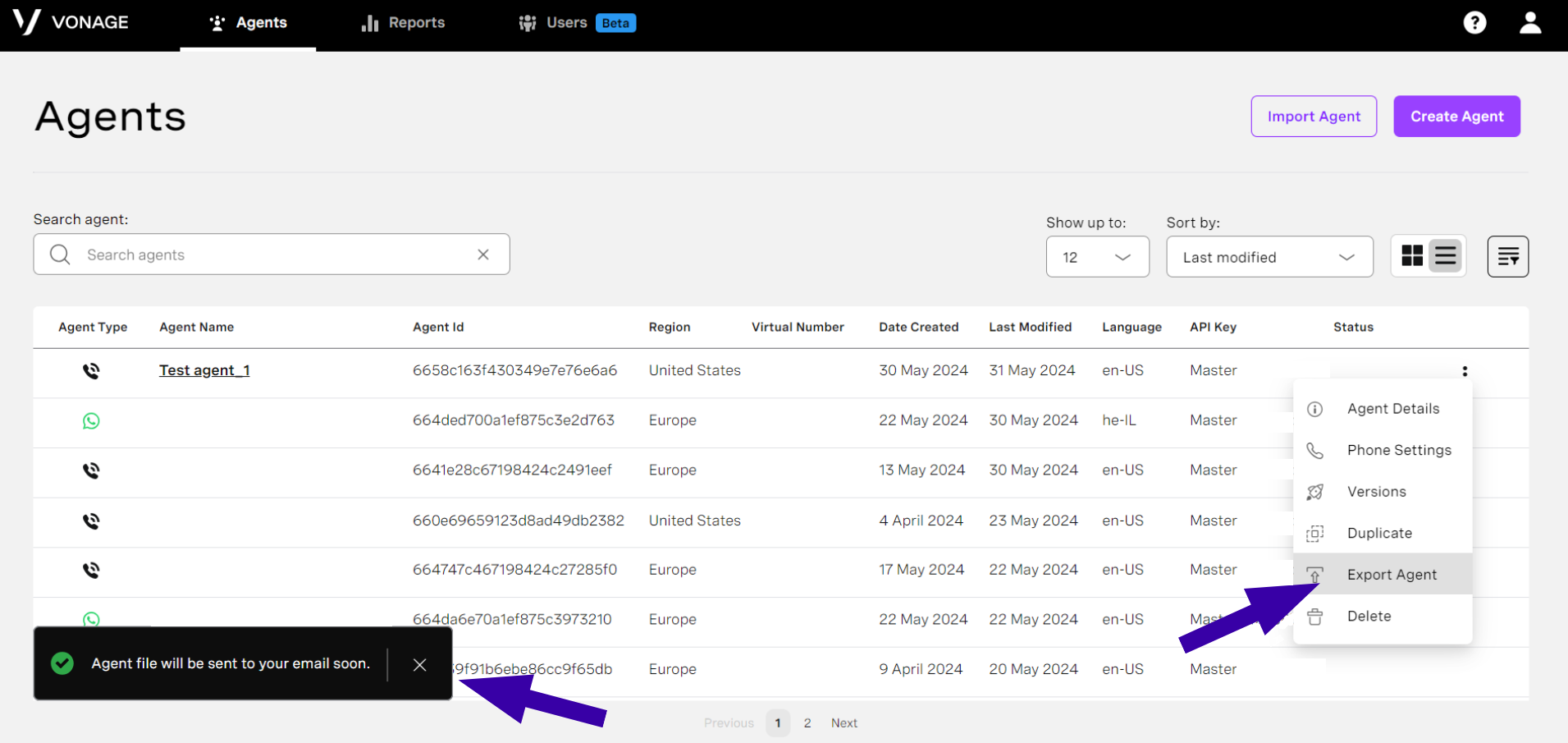 How to Export and Import the AI Studio Agent? – Vonage API Support