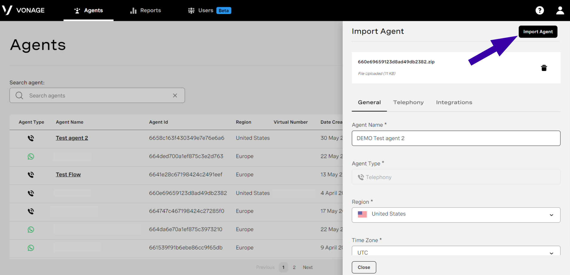 How to Export and Import the AI Studio Agent? – Vonage API Support