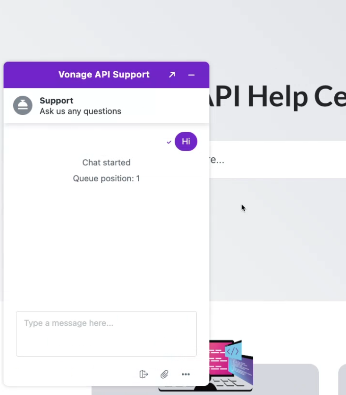 How to Access the Live Chat with Support Agent – Vonage API Support