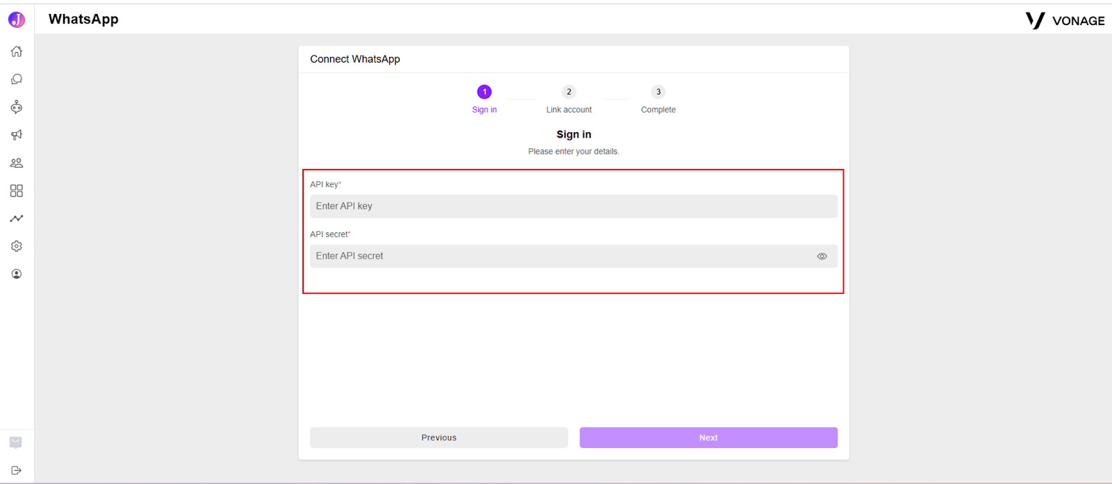Connecting Vonage’s WhatsApp Business Account to Conversational Connect (Jumper.ai) Dashboard ...