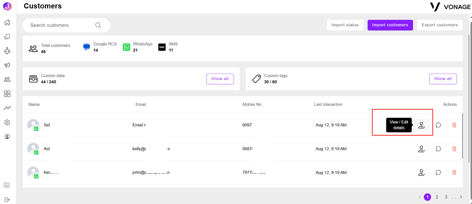 Inbuilt CRM for Conversational Connect (Jumper.ai) - Customers – Vonage API Support