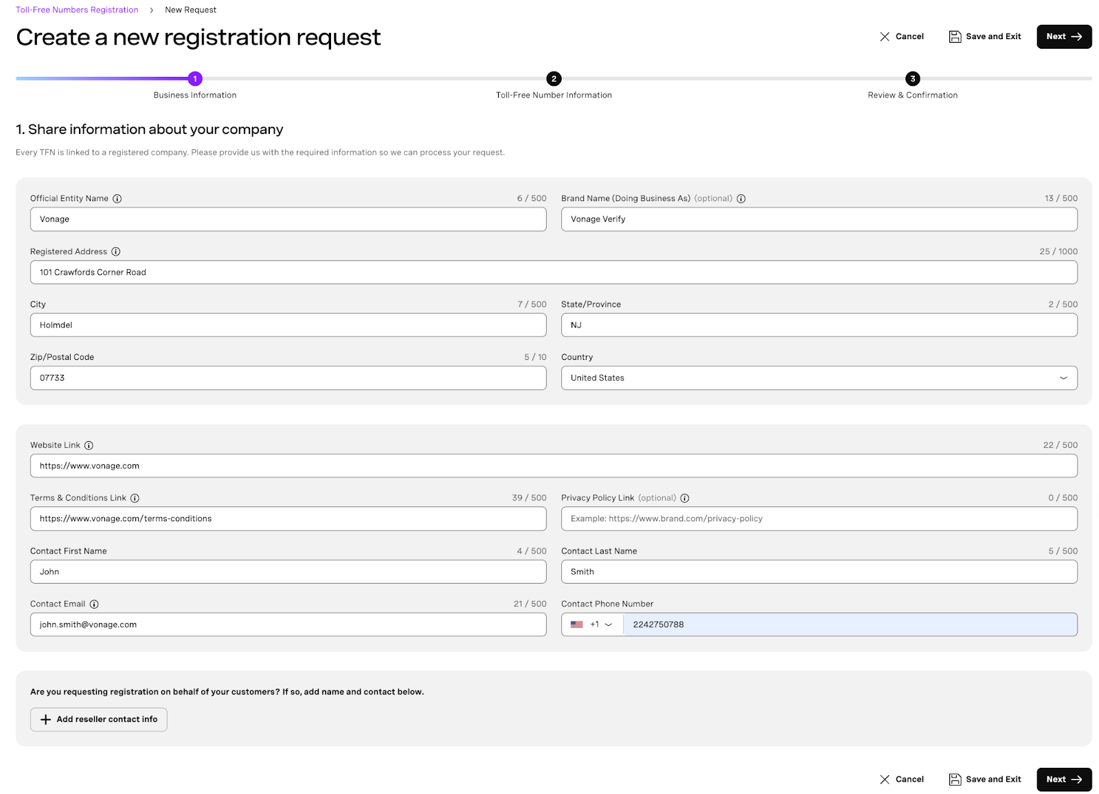 Vonage Self-Serve Toll-Free Number Registration Guide – Vonage API Support