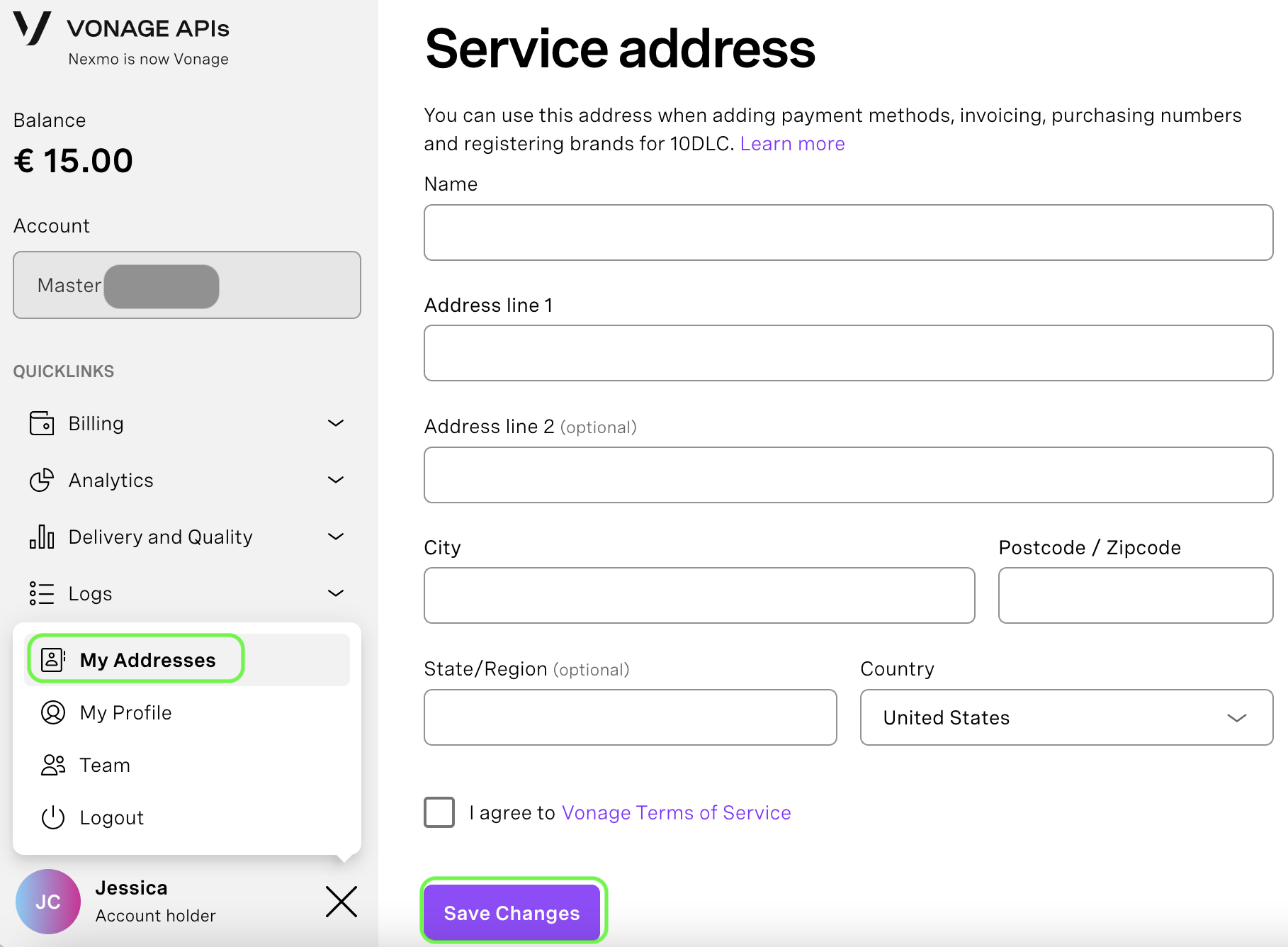 How do I change the name that displays on my invoices? – Vonage API Support