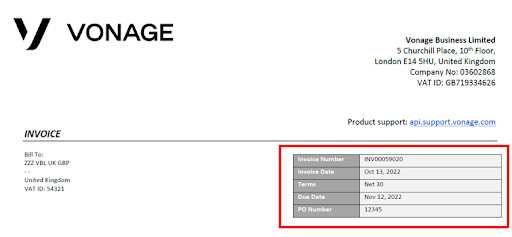 Reading Your Communications API Invoice – Vonage API Support