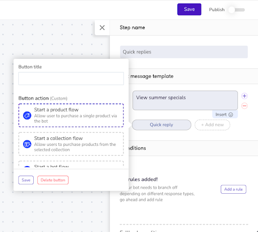 Bot Builder Linking Bots To Collections Products Live Chat Or Other