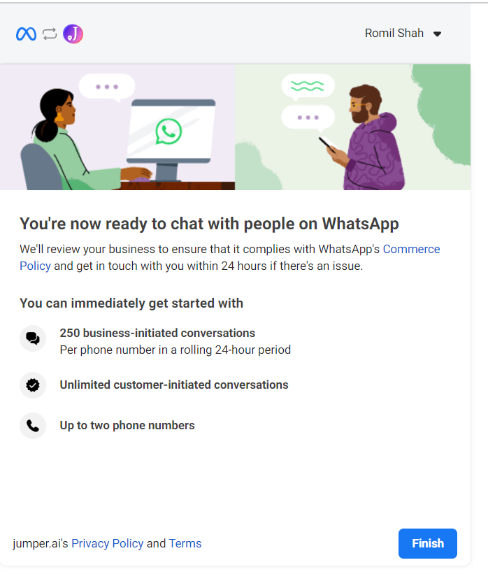 Connecting WhatsApp to Jumper.ai Dashboard (Jumper WABA Embedded Sign-Up) – Vonage API Support